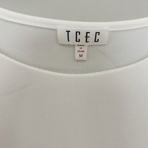 TCEC | Tops | Tcec White Body Suit With Puffed Mesh Sleeves | Poshmark